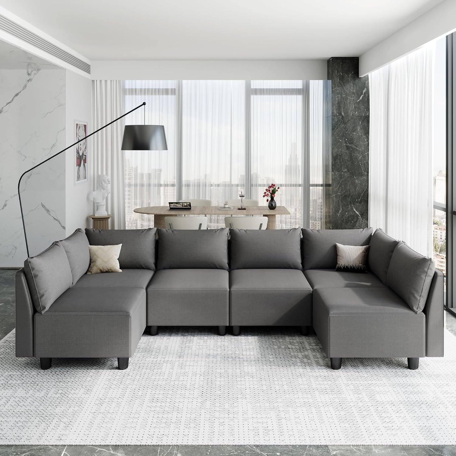 Deep linen sofa store