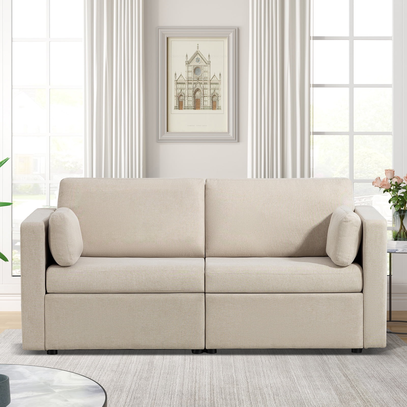 Modular Sectional Sofa, Modern Oversized 2 Seat Loveseat Sofa Couch ...