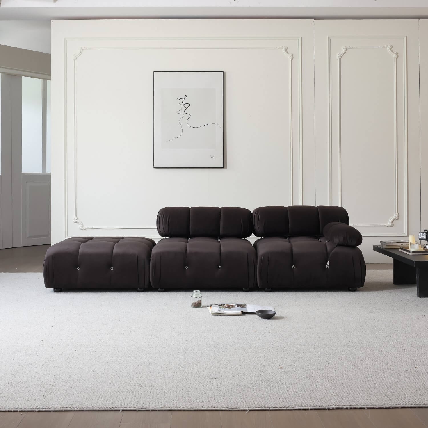 Modular Sectional Sofa Modern Three Seater Open End Sofa Wide Couch ...