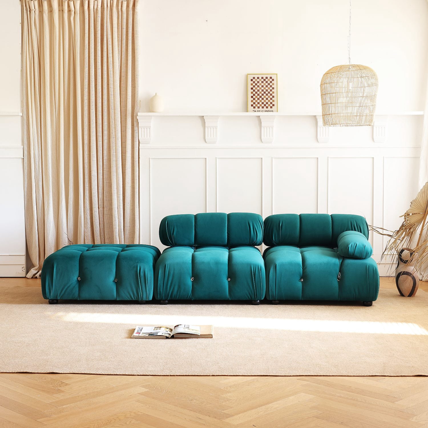 Modular Sectional Sofa Modern Three Seater Open End Sofa Wide Couch ...