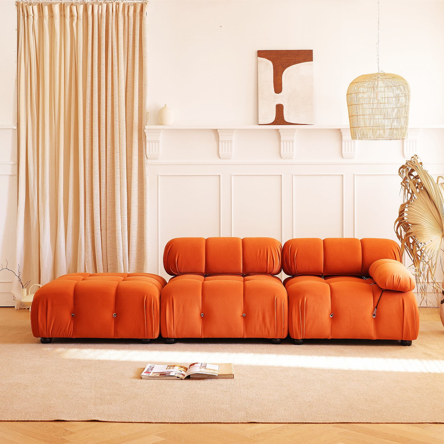 Modular Sectional Sofa Modern Three Seater Open End Sofa Wide Couch ...