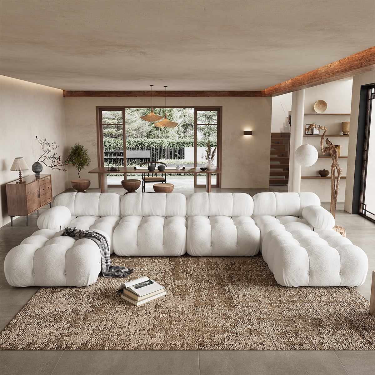 Indecor Home (INDHG) Boucle and Sponge Modern U Shaped Sectional Sofa ...
