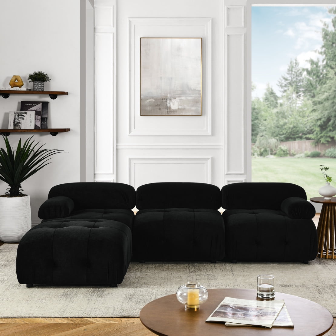 Modular Sectional Sofa, Modern Velvet Living Room Cloud Sofa with ...