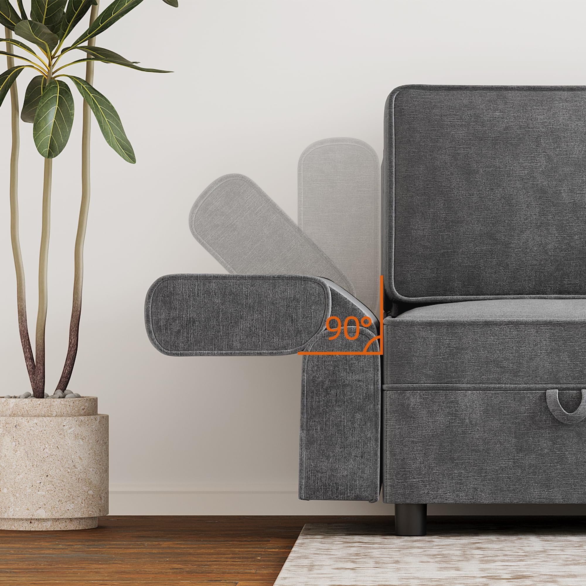 Modular Sectional Sofa Module Universal Armrest & Backrest Recline Design with Angles Adjustable ...