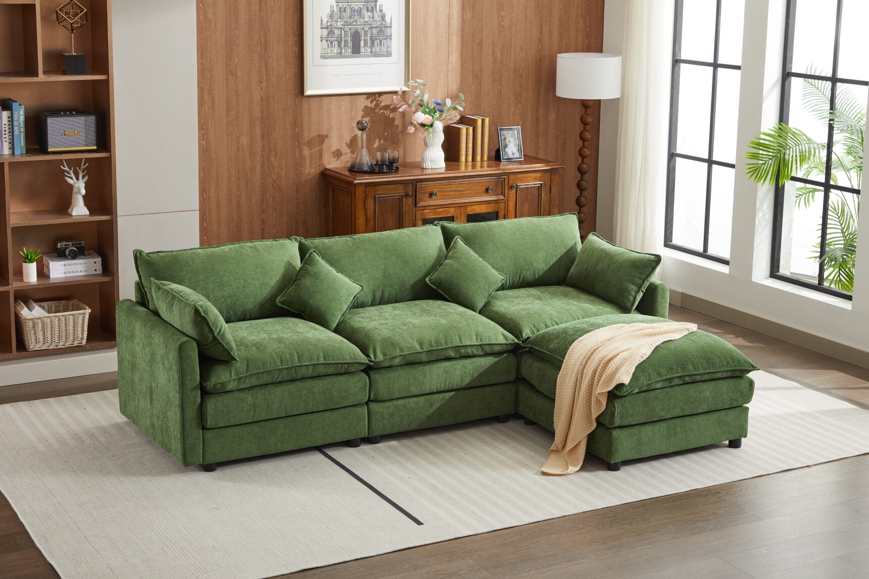 Modular Sectional Sofa with Removable Ottoman, Modern L Shaped Cloud ...