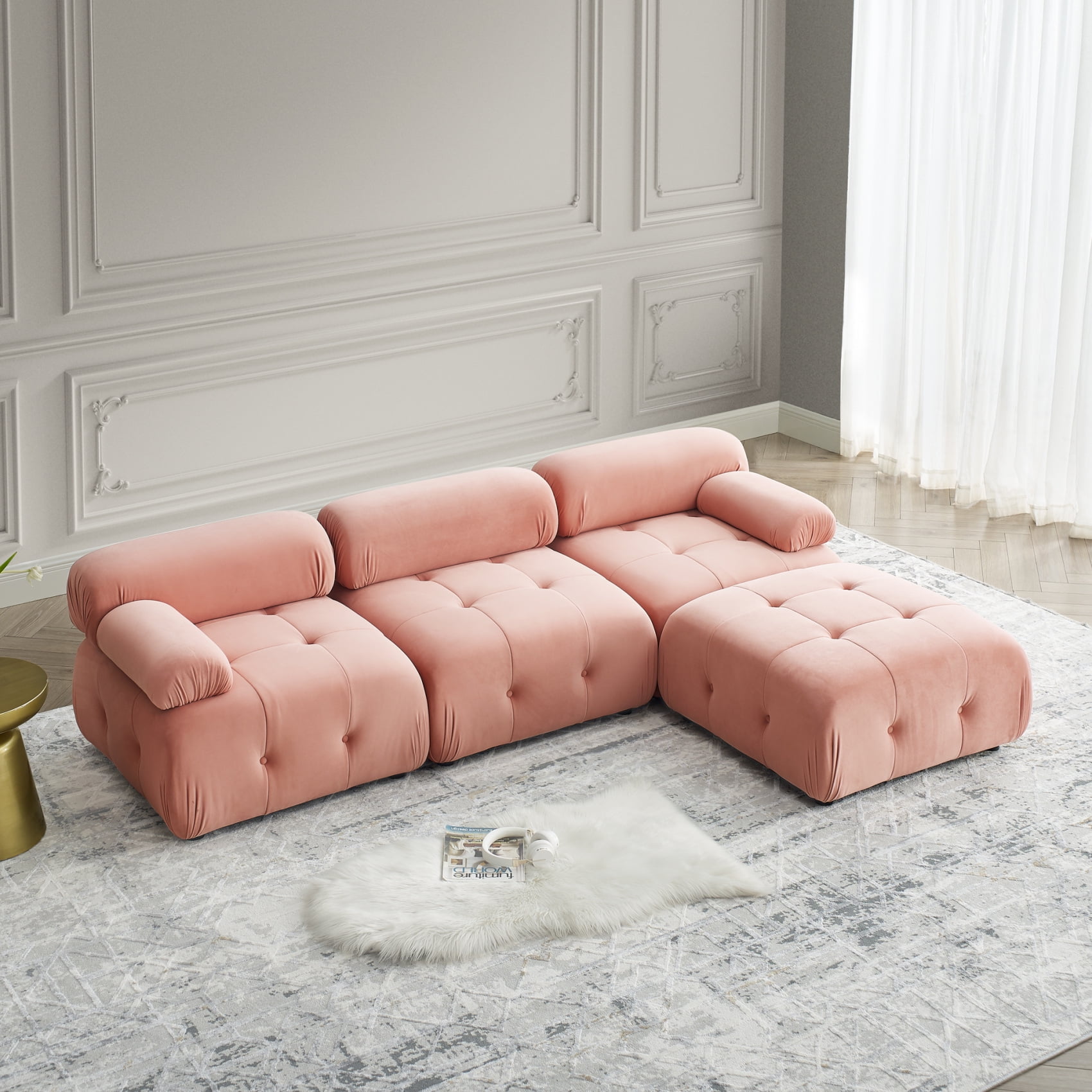 Modular Sectional Sofa with Reversible Ottoman, L Shaped Couch with ...