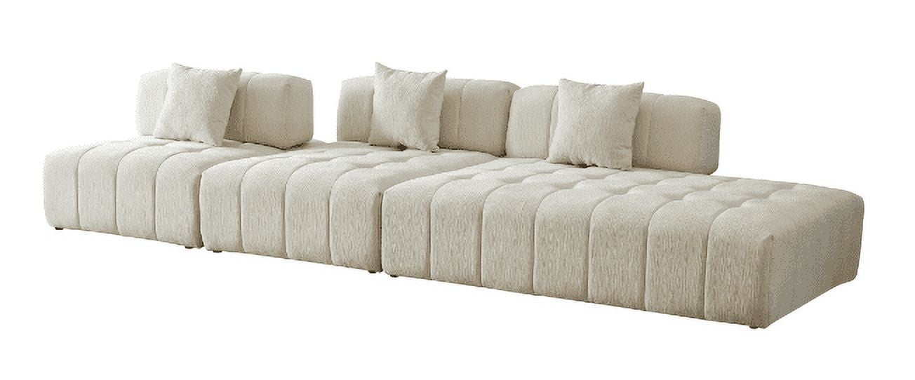 Modular Sectional Sofa Set with 2 Single Seats and a Loveseat, Linen ...