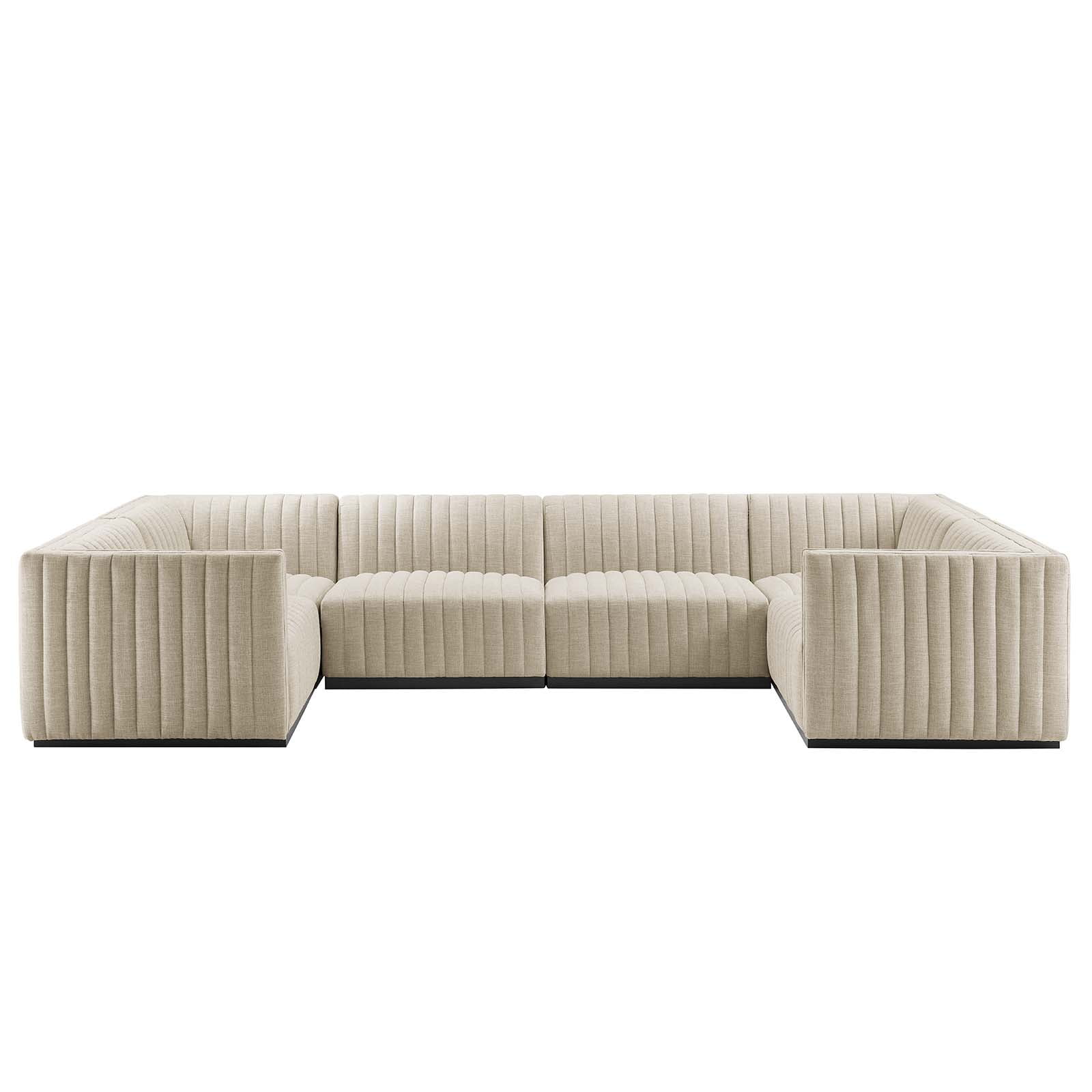 Modular Sectional Sofa Set, Beige Black, Fabric, French Living Lounge ...