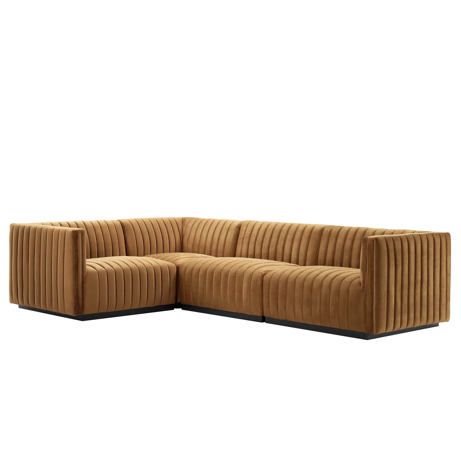 Modular Sectional Sofa Set, Black Brown, Velvet, French Living Lounge ...