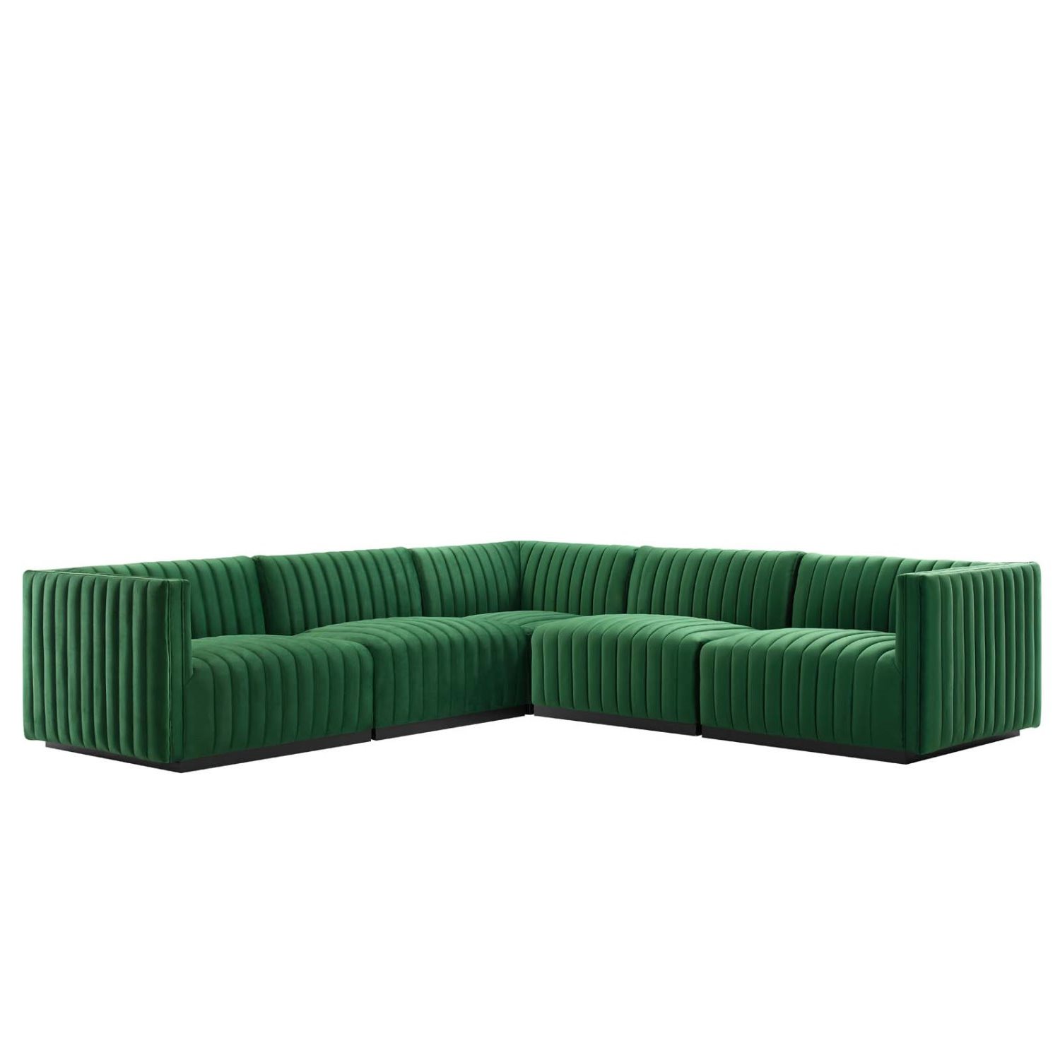 Modular Sectional Sofa Set, Black Green, Velvet, French Living Lounge ...