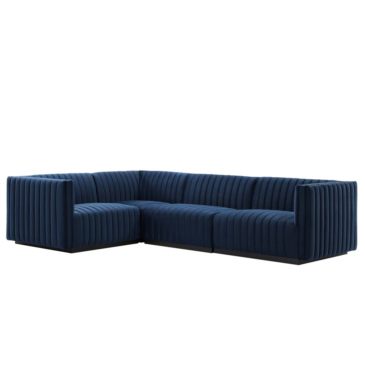 Modular Sectional Sofa Set, Blue Navy, Velvet, French Living Lounge ...