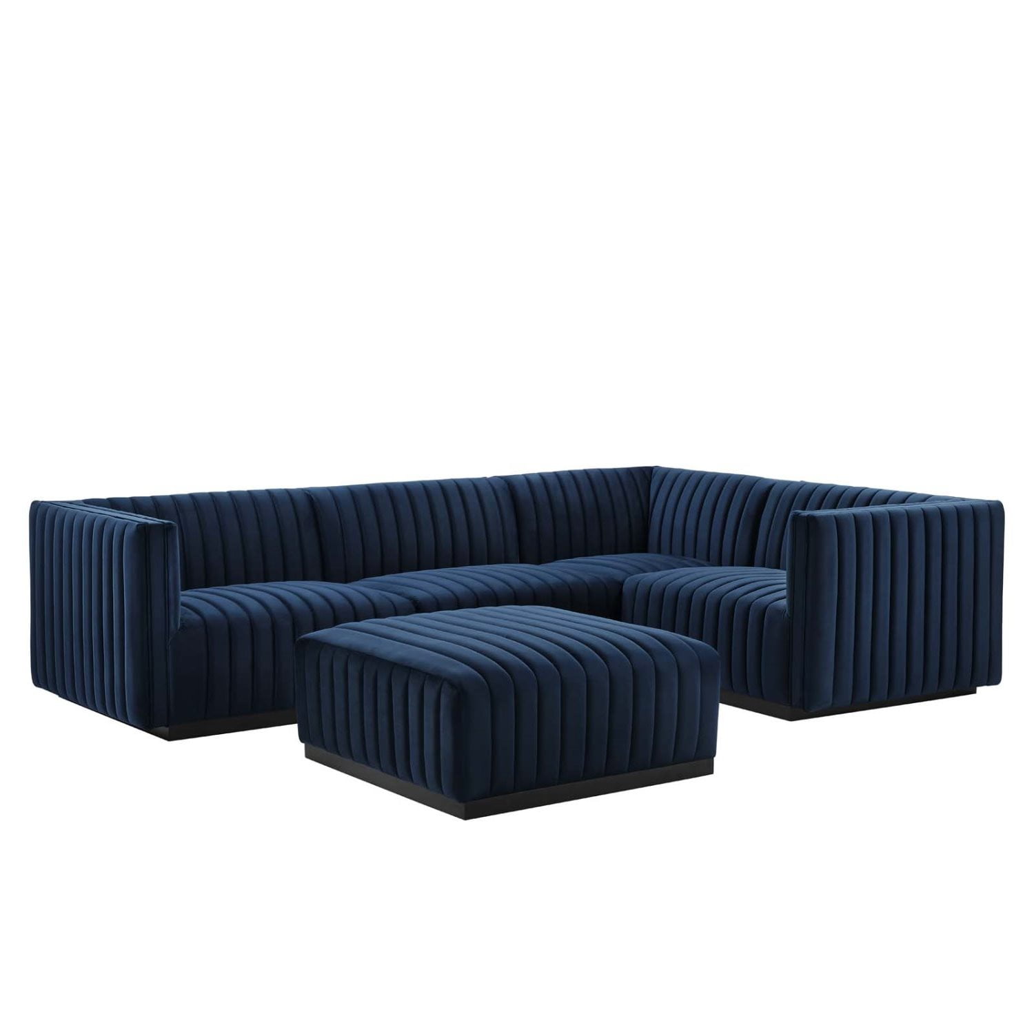 Modular Sectional Sofa Set, Blue Navy, Velvet, French Living Lounge ...