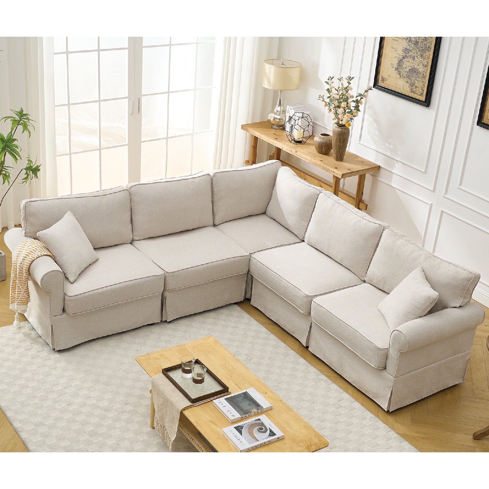 Modular Sectional Sofa Set, Convertible L Shaped Couch, 5 Seat, Reversible Sectional Sofa Couch ...
