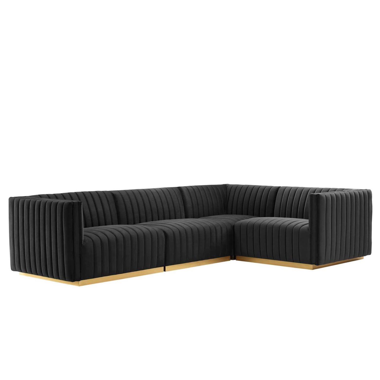 Modular Sectional Sofa Set, Gold Black, Velvet, French Living Lounge ...