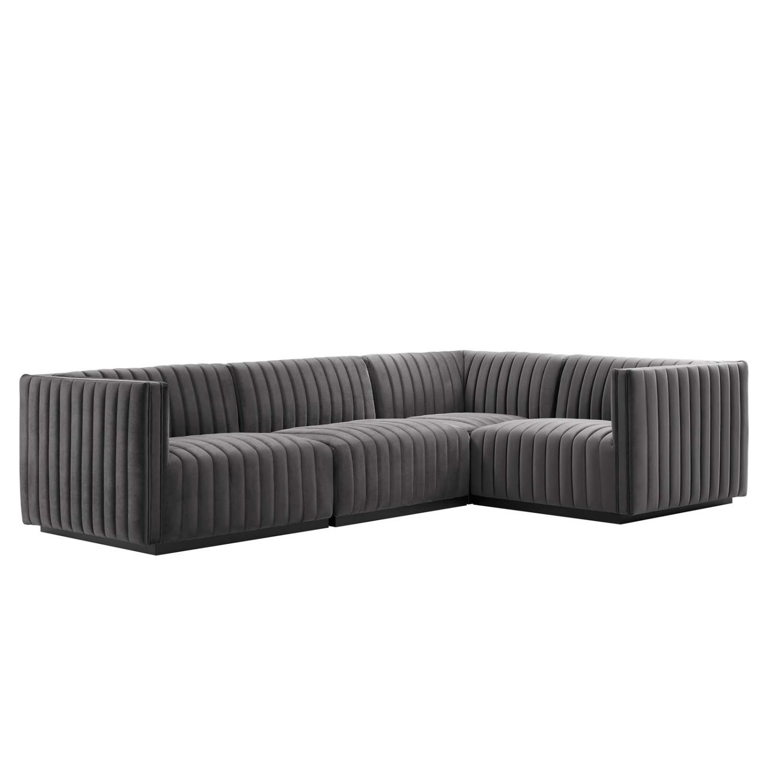 Modular Sectional Sofa Set, Grey Gray Black, Velvet, French Living ...