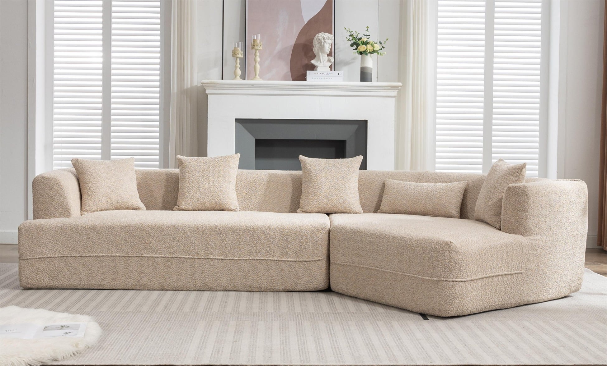 Walmart Modular Sofa Set, Minimalist, Boucle Upholstered, Anti-wrinkle ...