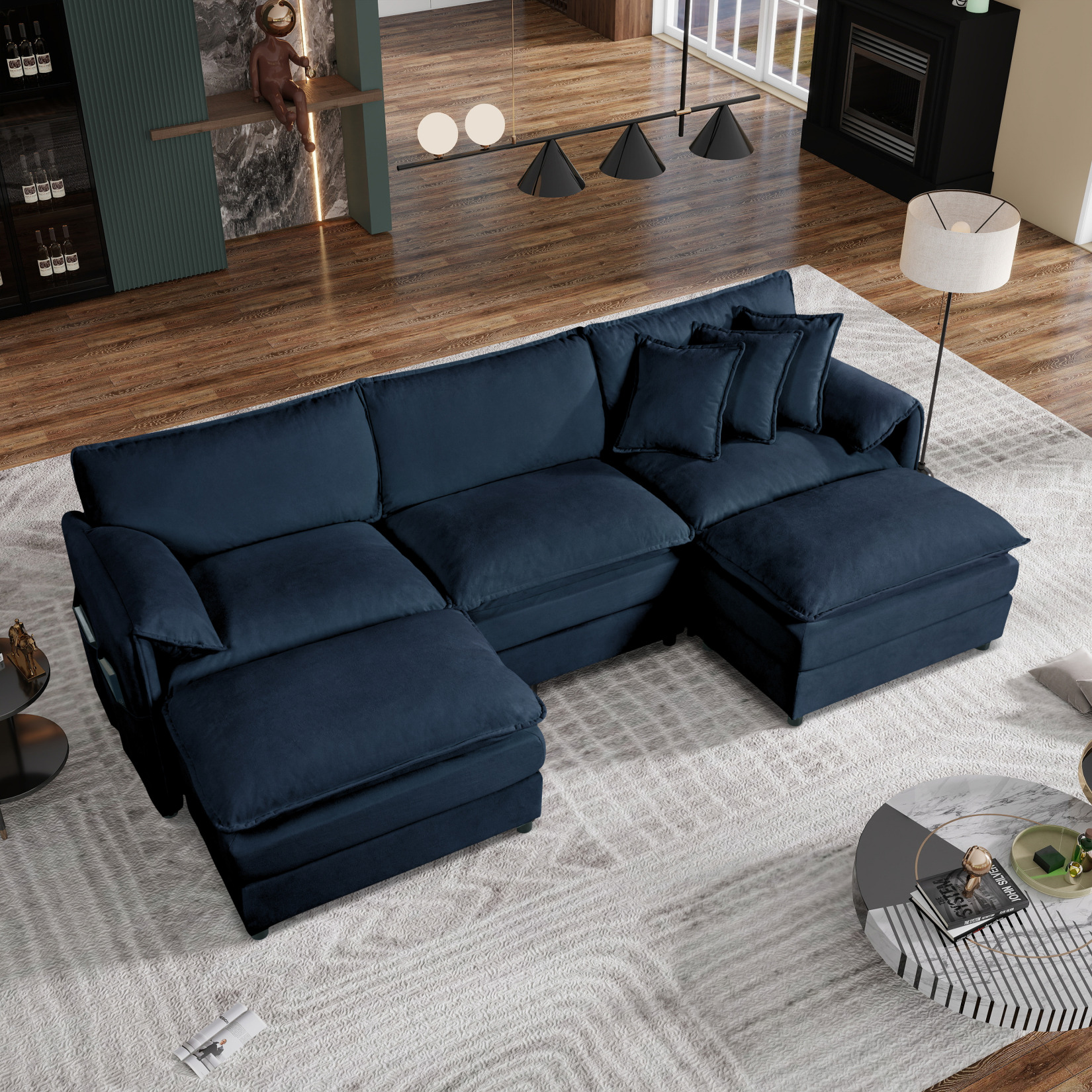Modular Sectional Sofa Set, Oversized U-Shaped Deep Seat with 2 Movable ...