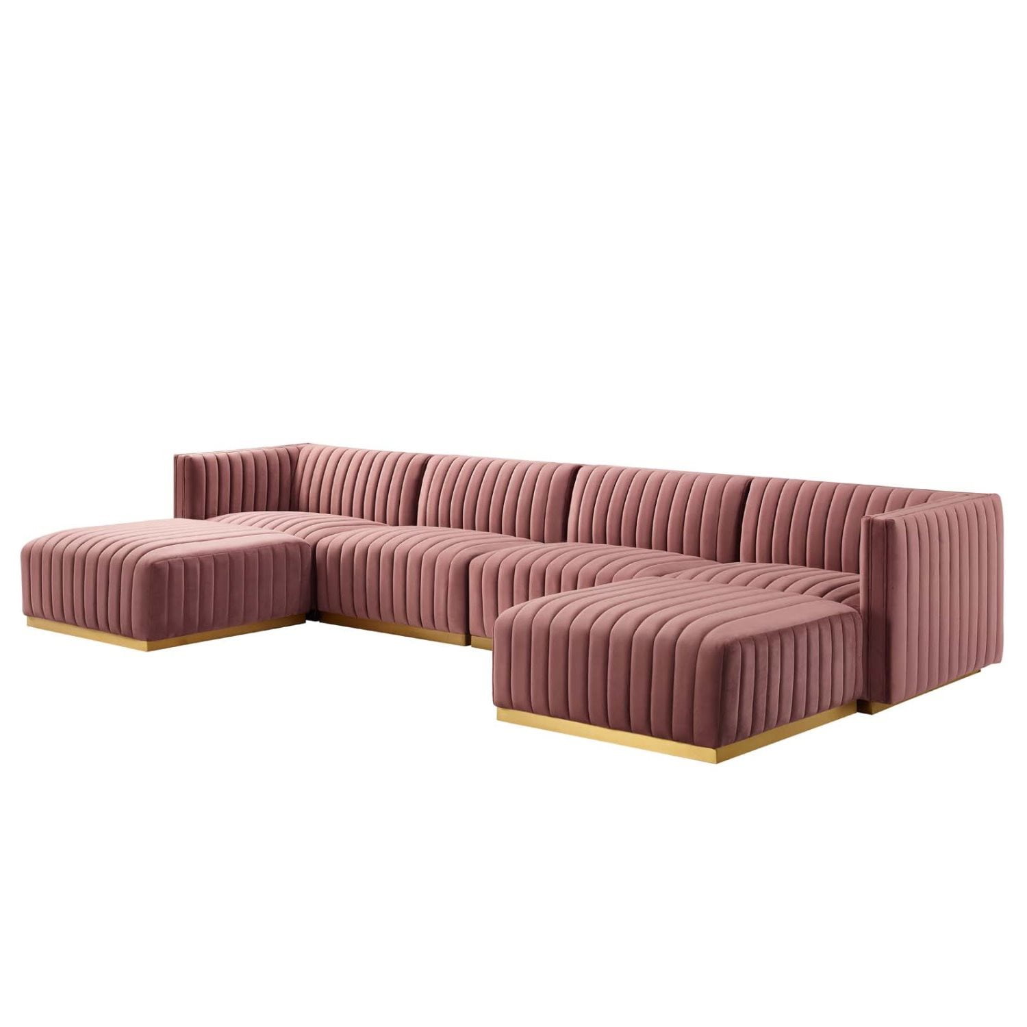 Modular Sectional Sofa Set, Pink Gold, Velvet, French Living Lounge ...