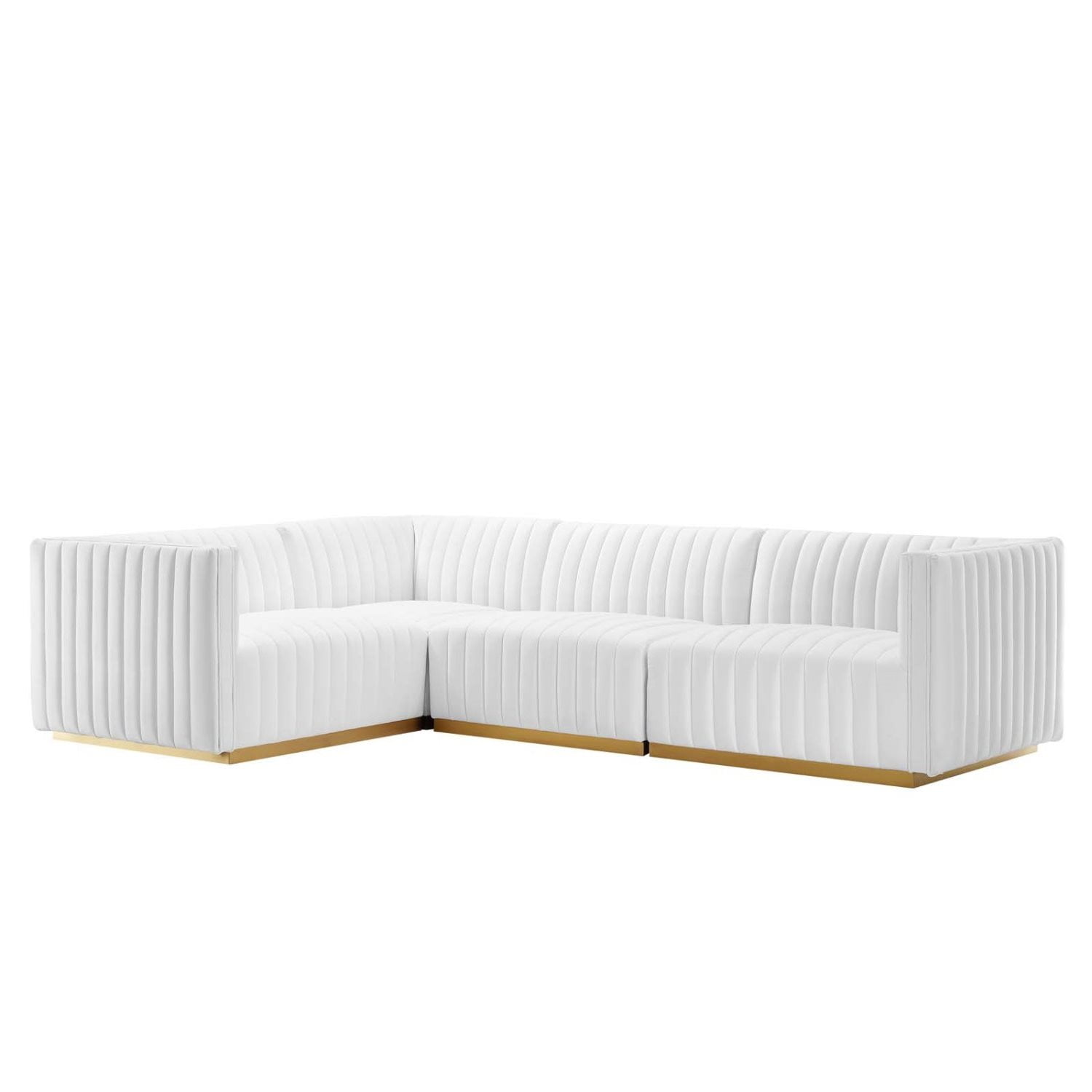 Modular Sectional Sofa Set, White Gold, Velvet, French Living Lounge ...