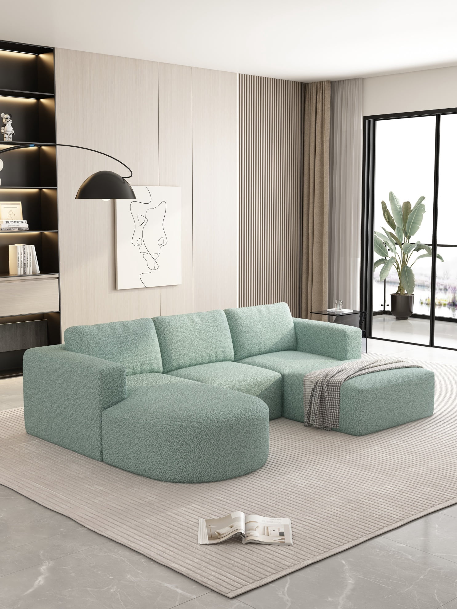 Modular Sectional Sofa Sleeper with Chaise Lounge and Ottoman ...