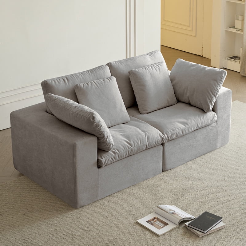Modular Sectional Sofa with Sleeper Function, Compressed Corduroy Couch ...