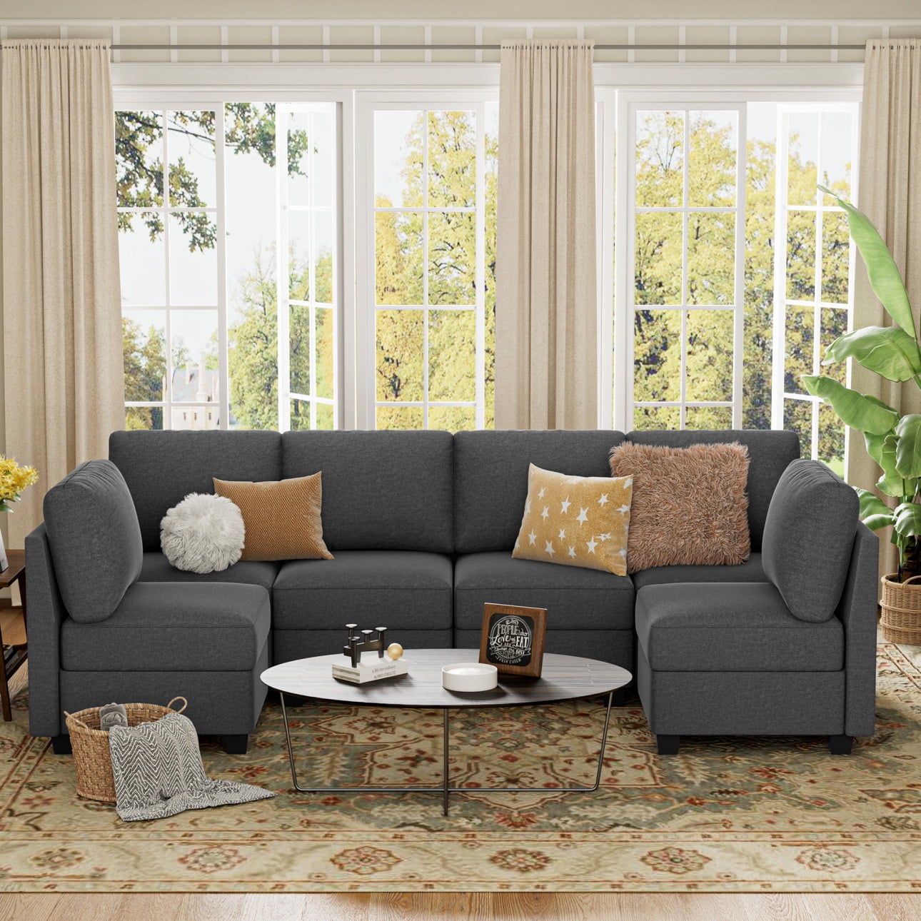 Modular Sectional Sofa with Storage Seat, Convertible Sofa Couch with ...
