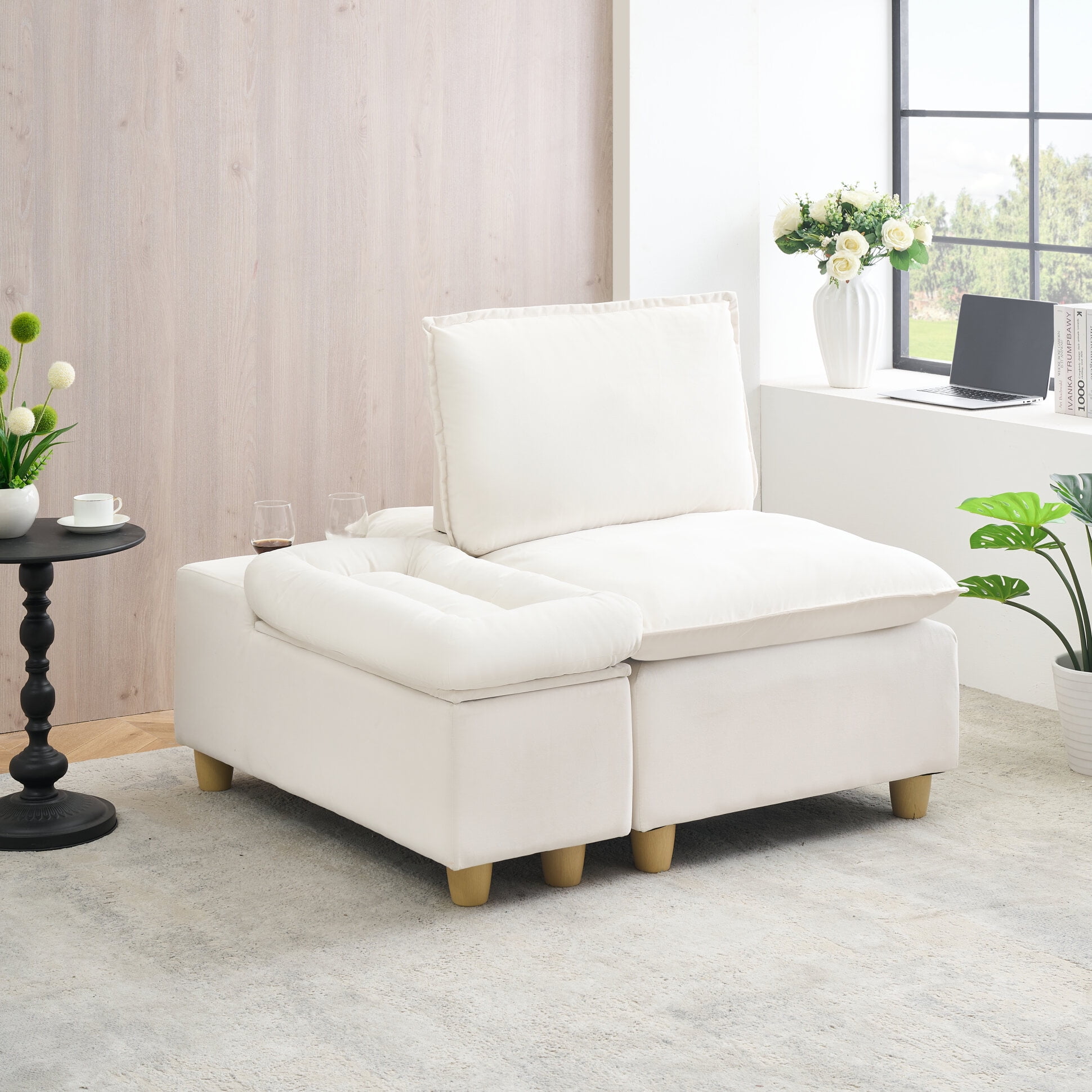 Modular Sectional Sofa with 5-Position Recline & Storage Ottoman ...