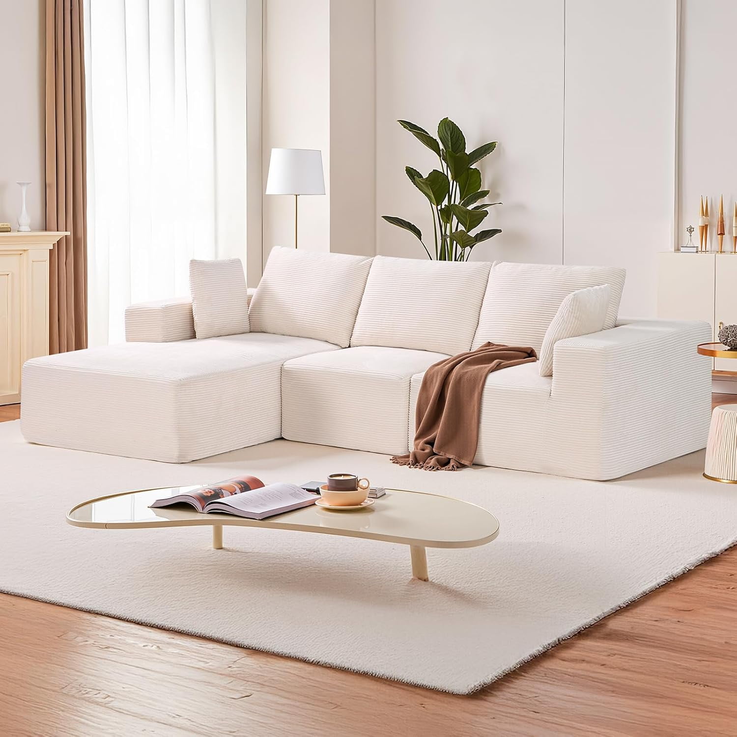 Modular Sectional Sofa with High Rebound Sponge, L Shaped Cloud Couch ...