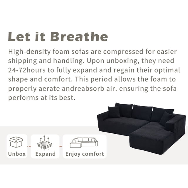 Modular Sectional Sofa with Memory Foam, L-Shape Cloud Couch with ...