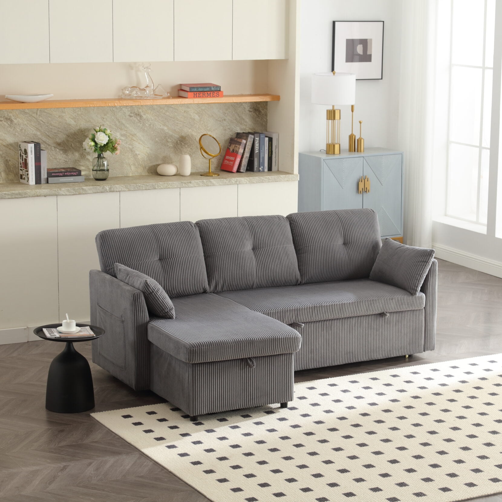 Modular Sectional Sofa with Storage Chaise,L Shaped Modular Couch with ...