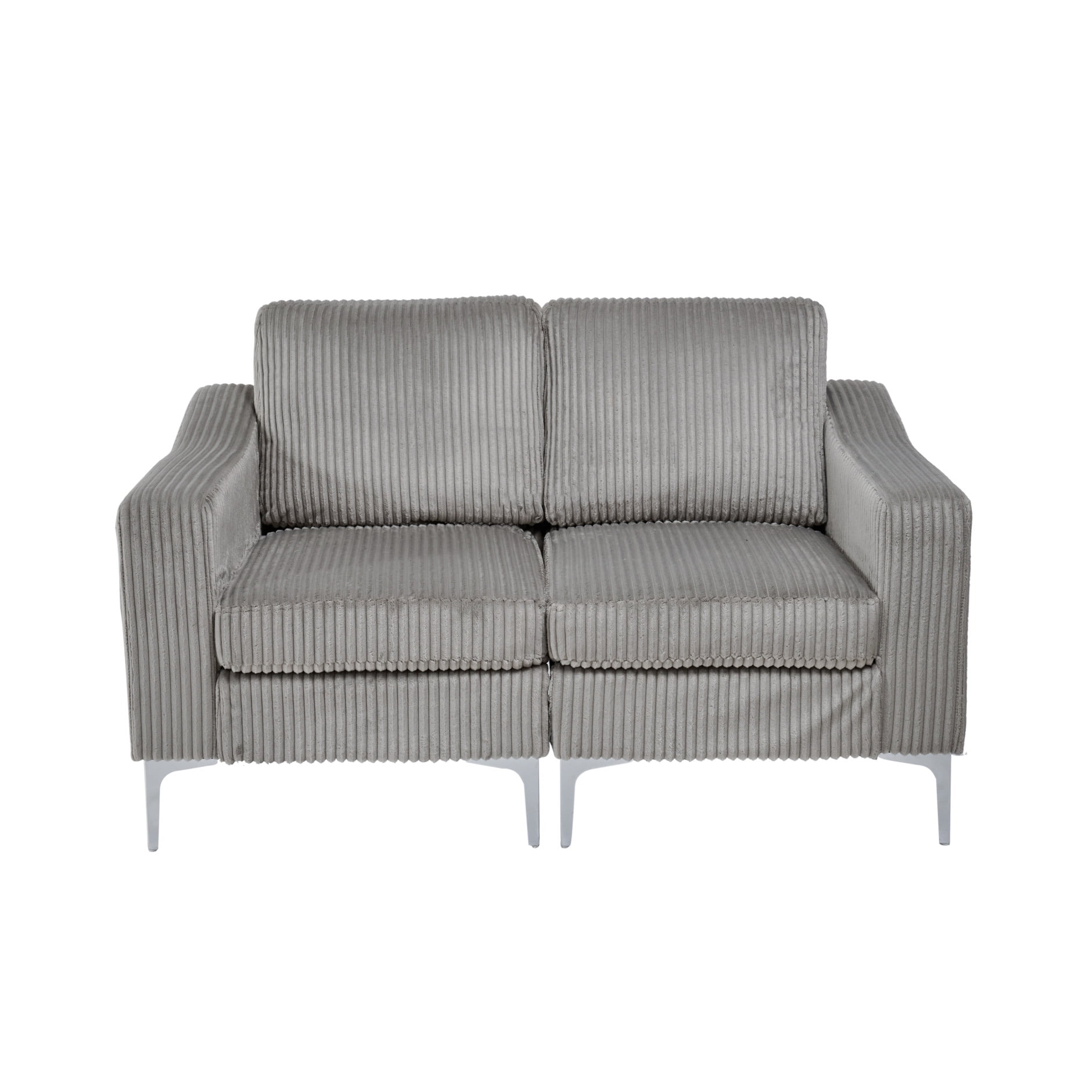 Modular Sectional Two-Seater Sofa, Gray Corduroy Upholstery - Easy ...