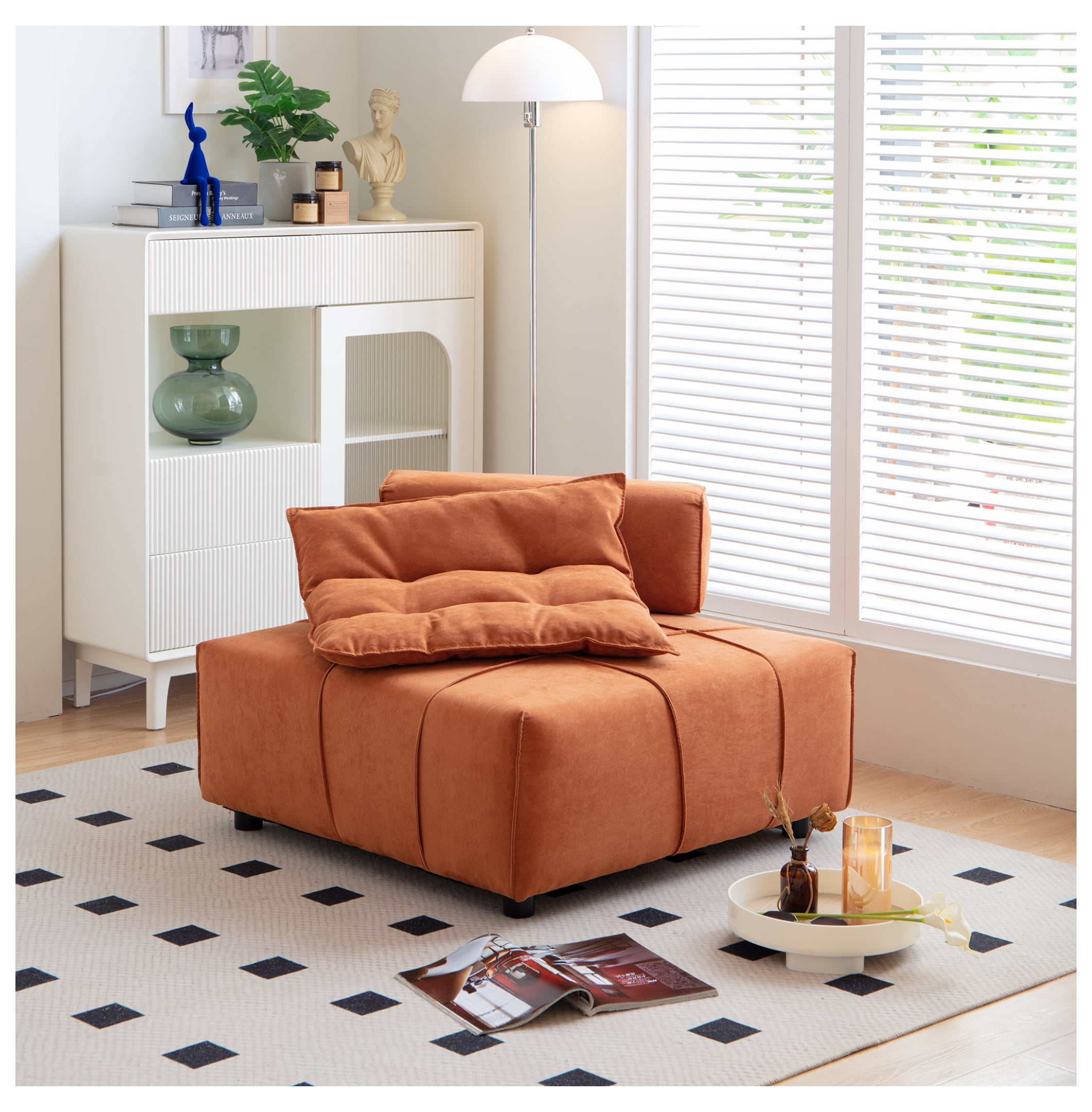 Modular Sectional single sofa,Armless Chair with Removable Back Cushion ...