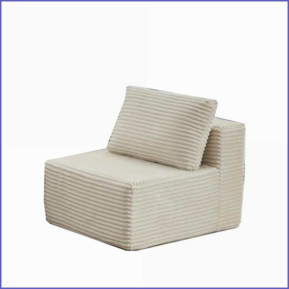 Modular Single Seat Corduroy Sofa – Beige No-Assembly Couch for Living ...