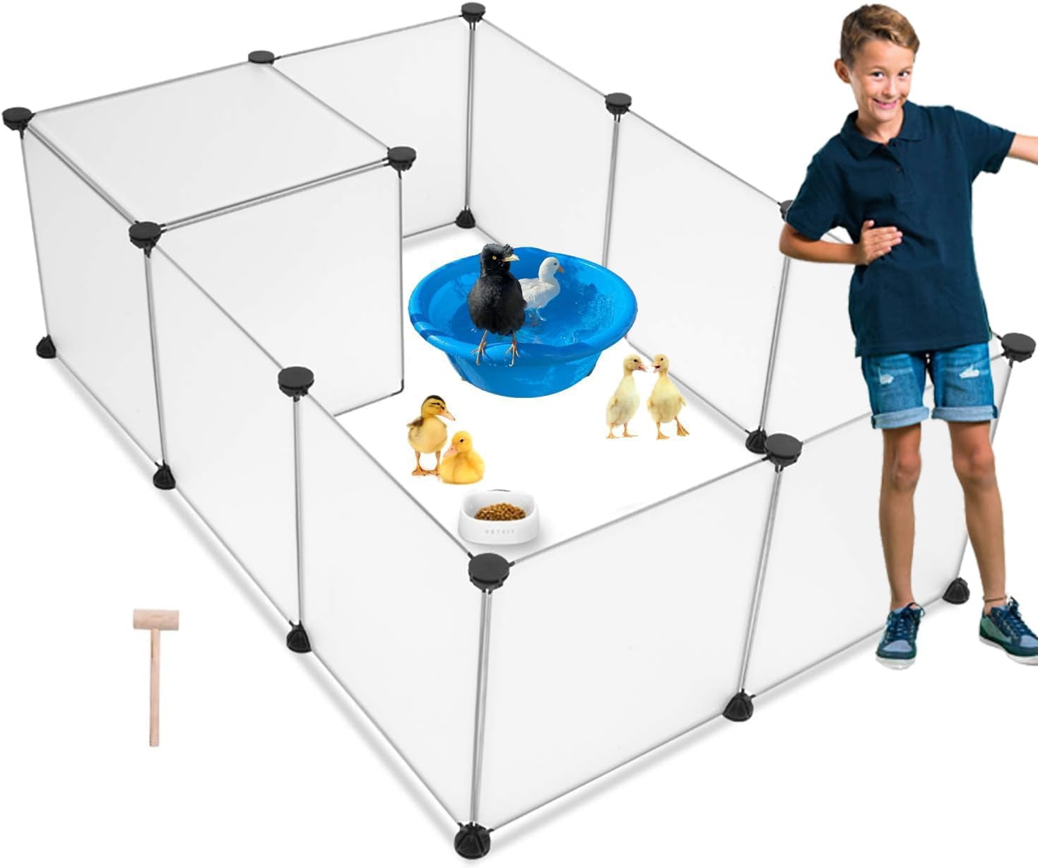 Modular Small Animal Playpen - 12 Transparent 14x14 Panels, Portable ...
