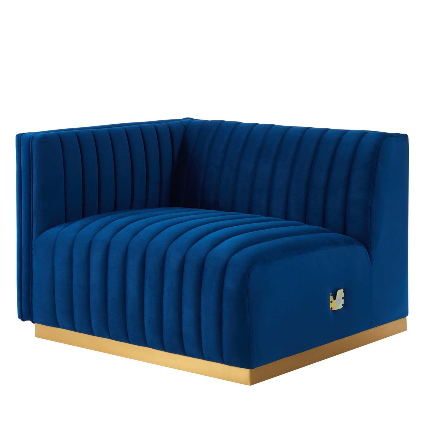 Modular Sofa Chair, Blue Navy Gold, Velvet, French Living Lounge Cafe ...