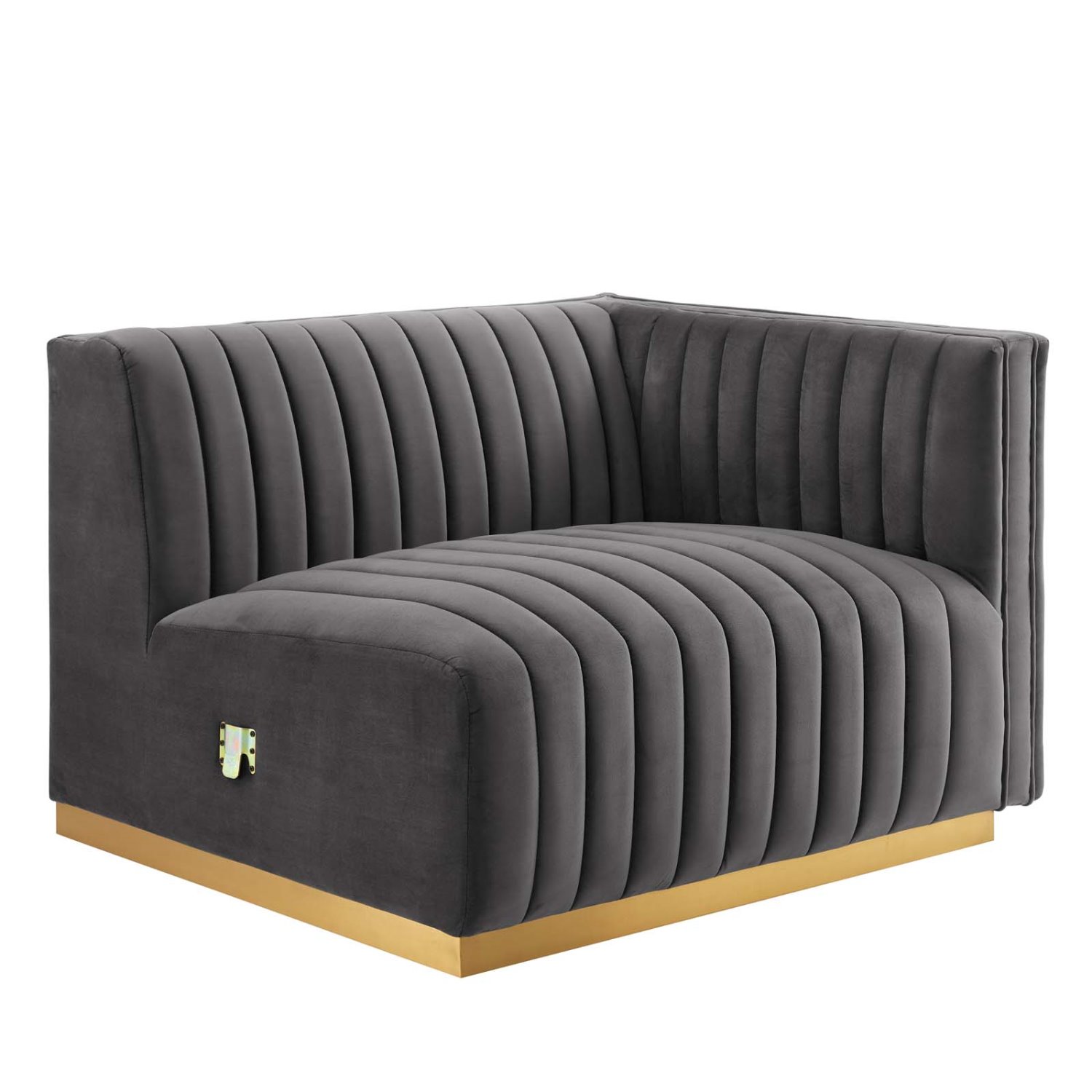 Modular Sofa Chair, Grey Gray Gold, Velvet, French Living Lounge Cafe ...