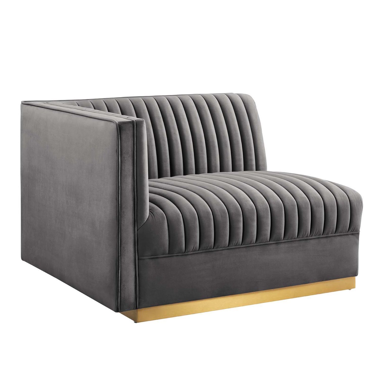 Modular Sofa Chair, Grey Gray, Velvet, Living Kitchen Cafe Bistro ...