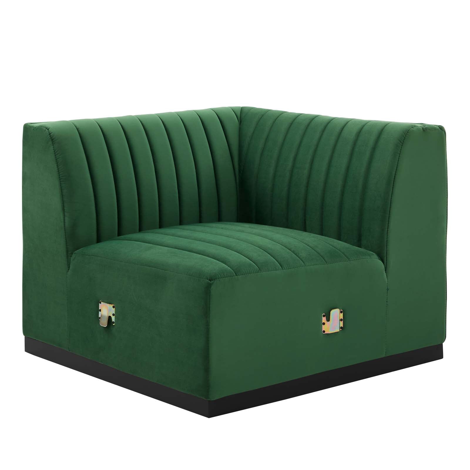Modular Sofa Corner Chair, Black Green, Velvet, French Living Lounge ...