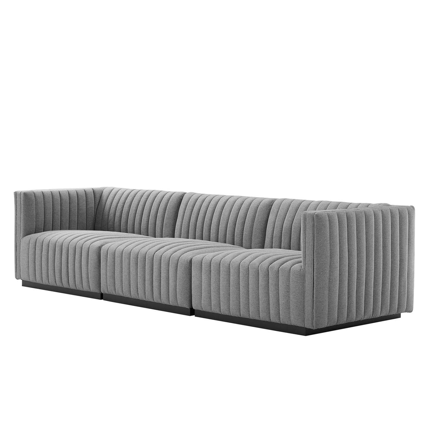 Modular Sofa Couch, Black Grey Gray, Fabric, French Living Lounge Cafe ...