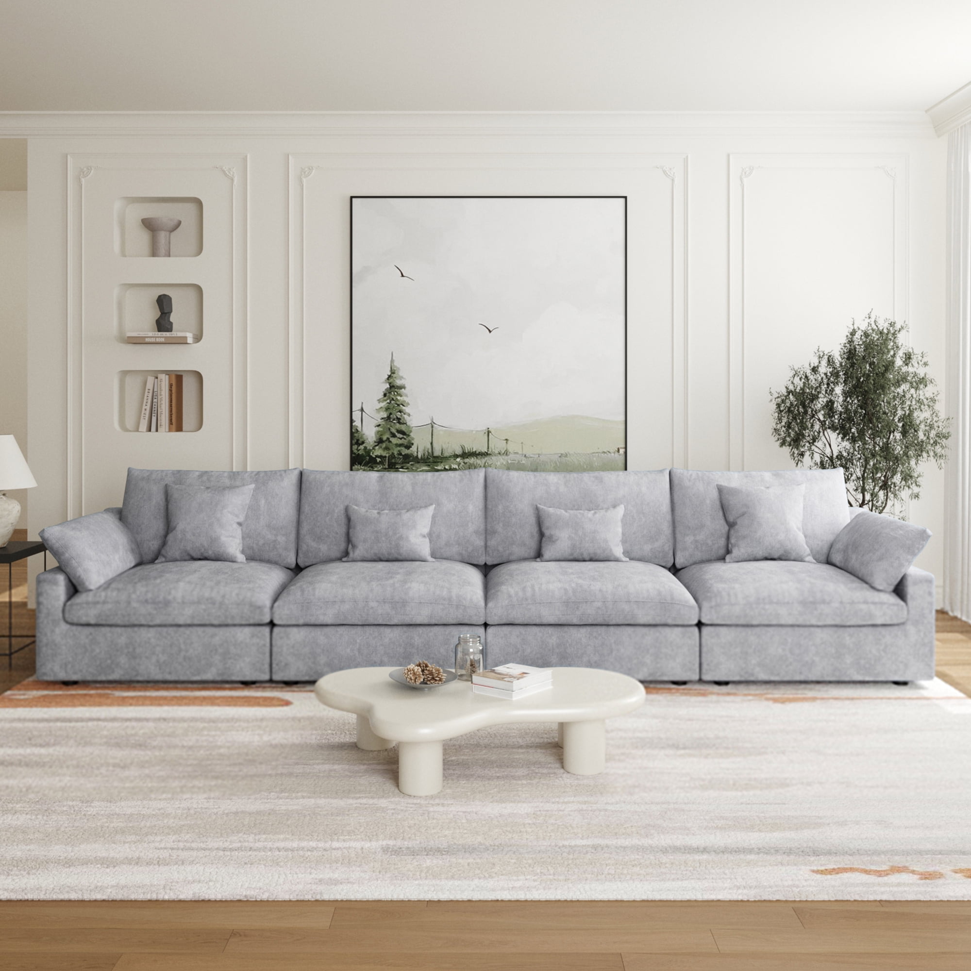 Modular Sofa & Sectional Sofa - Deep Seat Cloud Couch in Soft Linen ...