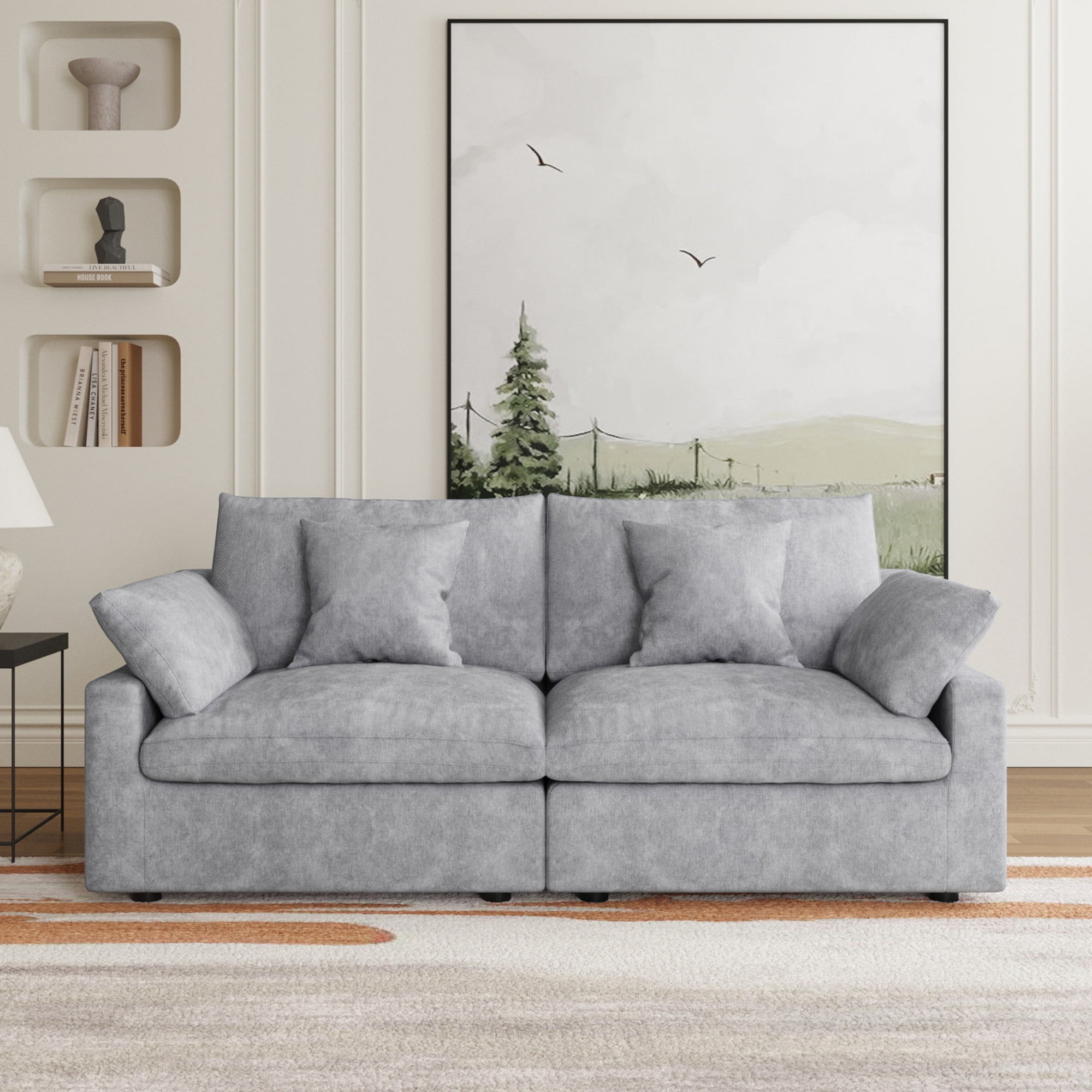 Modular Sofa & Sectional Sofa - Deep Seat Cloud Couch in Soft Linen ...