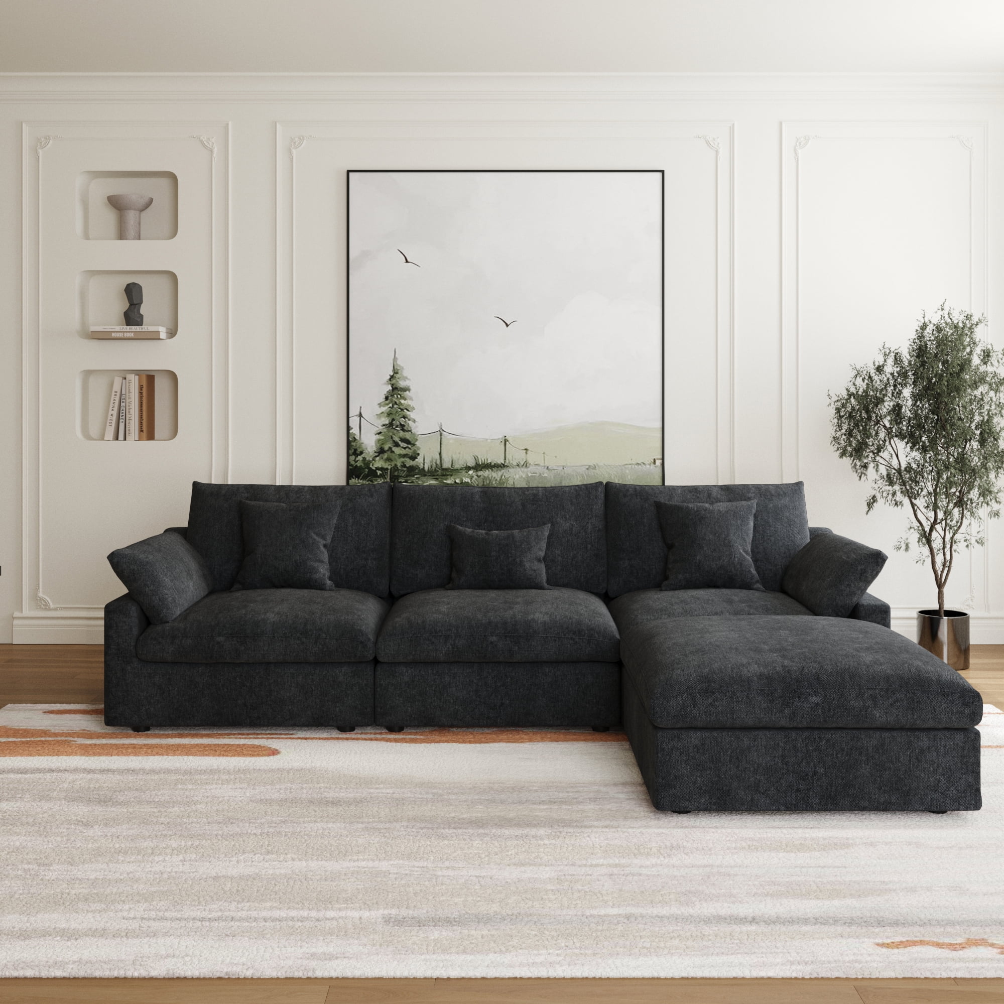 Modular Sofa & Sectional Sofa - L Shaped Deep Seat Cloud Couch in Soft ...