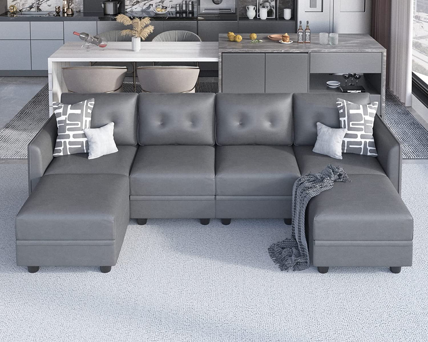 Modular Sofa Sectional Waterproof Anti-Scratch and Antistatic Fabric ...