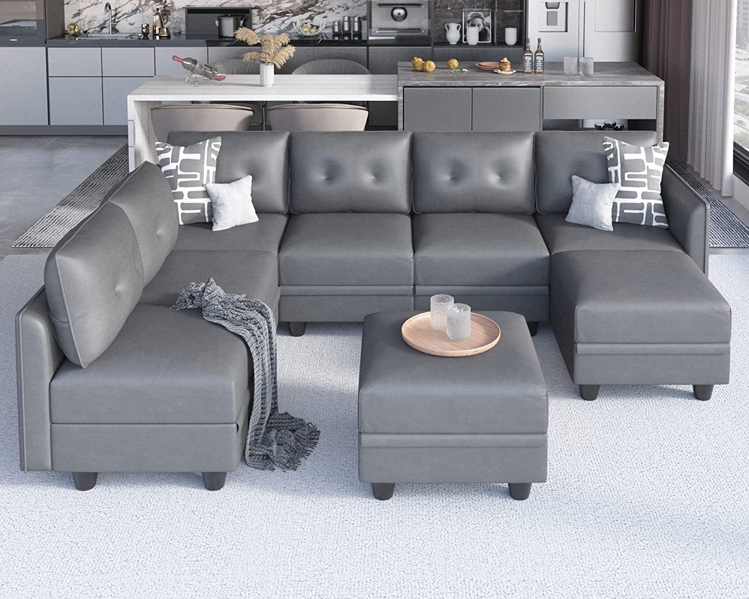 Modular Sofa Sectional Waterproof Anti-Scratch and Antistatic Fabric ...