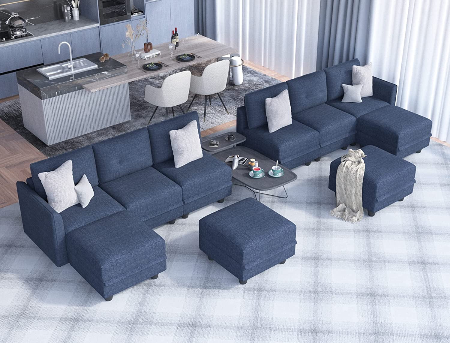 Modular Sofa Sectional Waterproof Anti-Scratch and Antistatic Fabric ...