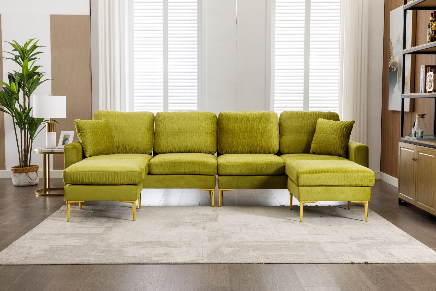 Modular U Sectional Sofa with 2 Movable Ottomans, Oversized Chenille ...