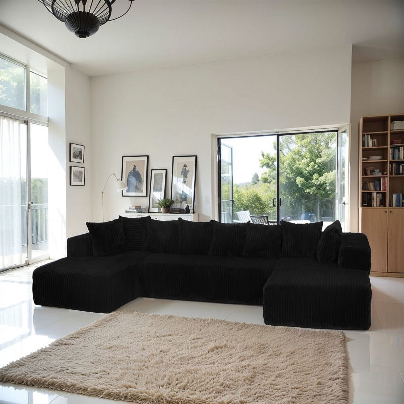 Modular U-Shaped Sectional Sofa,130-inch 4-Seater Chaise Lounge with ...