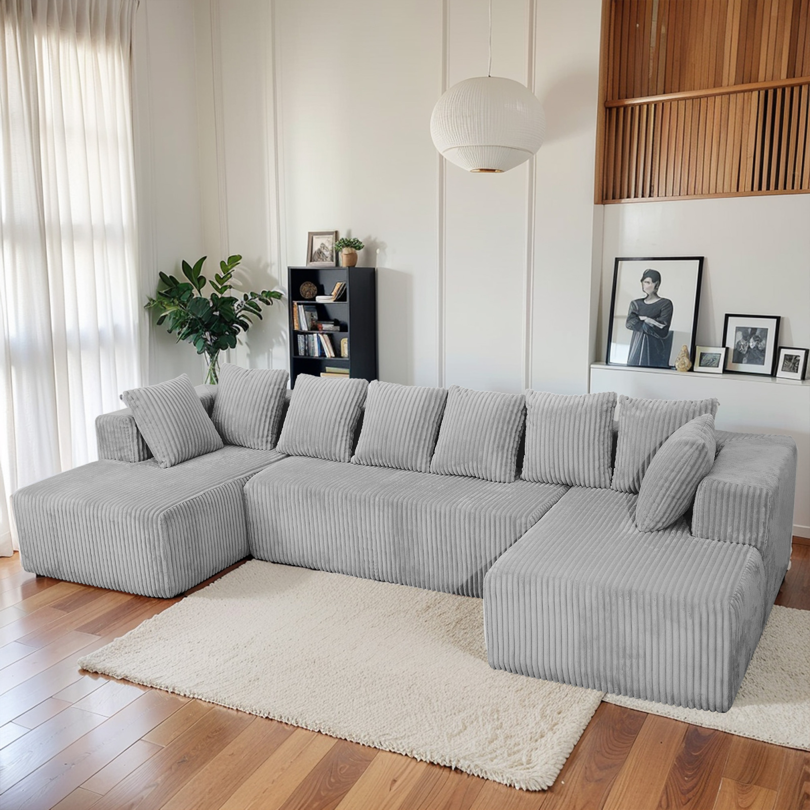 Modular U-Shaped Sectional Sofa,130-inch 4-Seater Chaise Lounge with ...