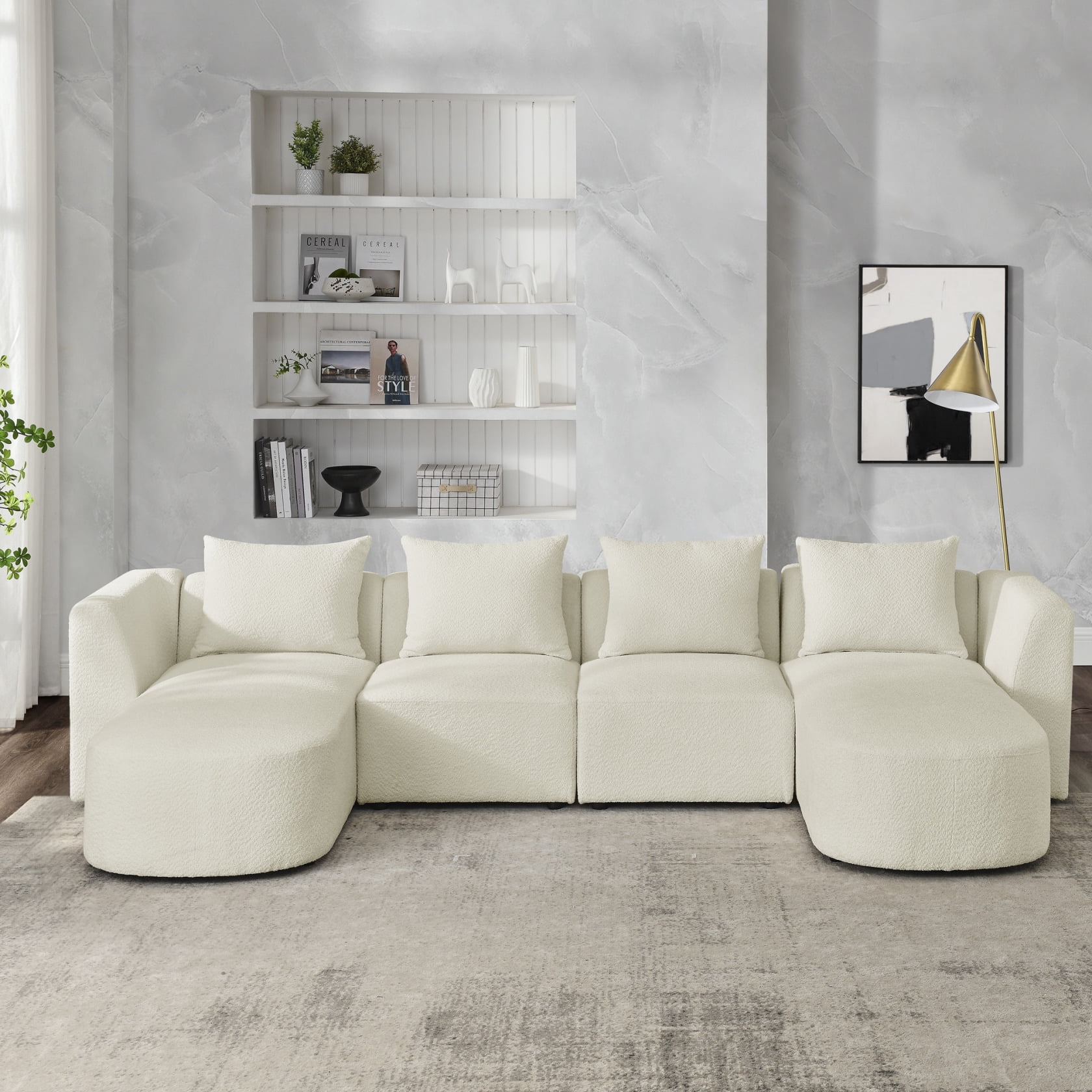 Modular U-Shaped Sectional Sofa with 2 Seats & 2 Chaises, Reversible ...