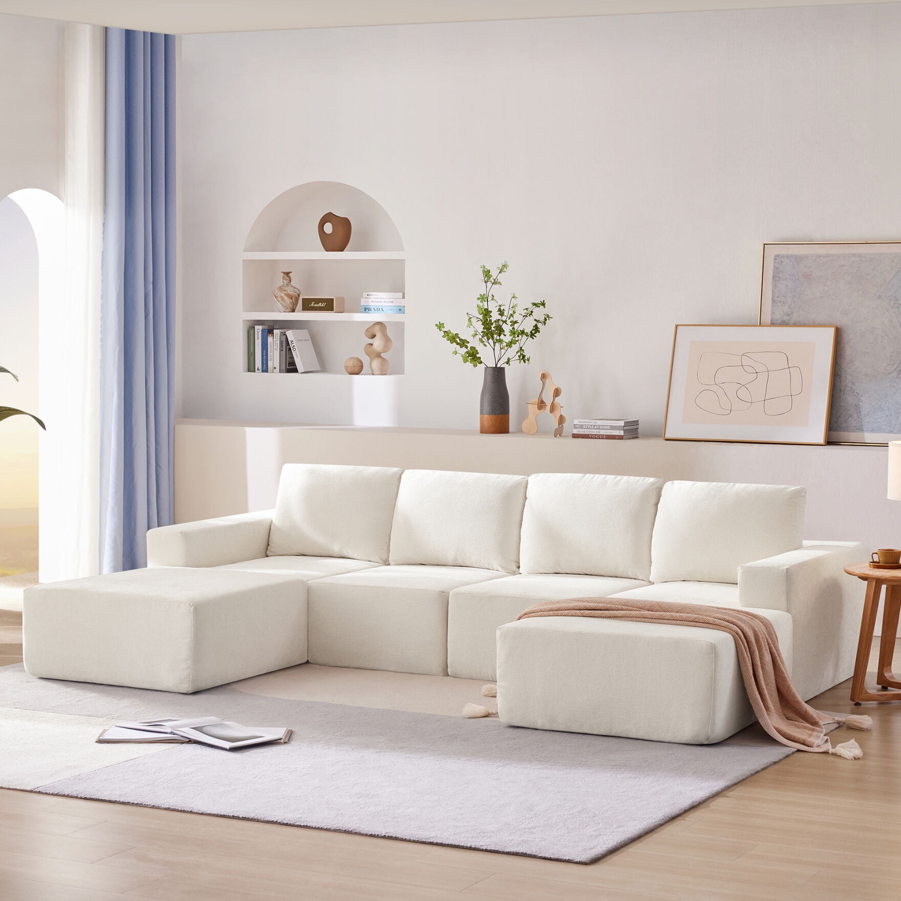 Modular U Shaped Sectional Sofa,Foam-Filled Sleeper Sofa Bed for Living ...